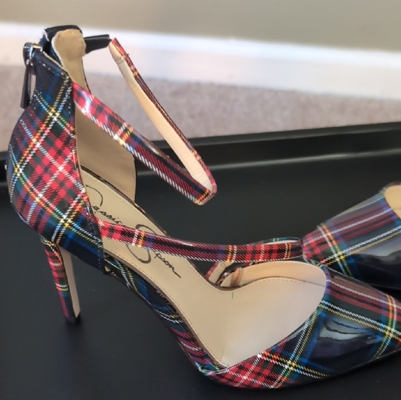 Jessica Simpson | Shoes | Jessica Simpson Multicolor Plaid Heels | Poshmark